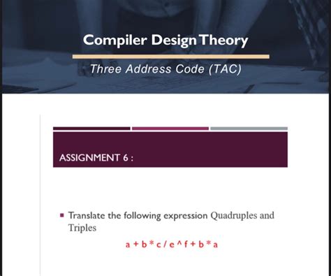 Solved Compiler Design Theory Three Address Code Tac