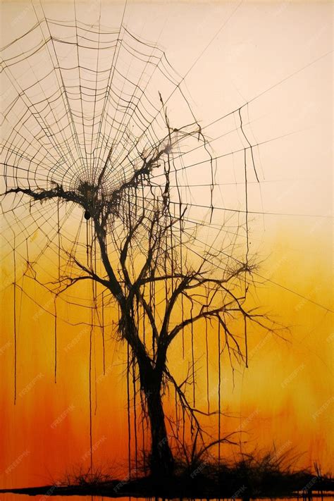Premium Ai Image Dark Branch With Cobweb Generated By Ai