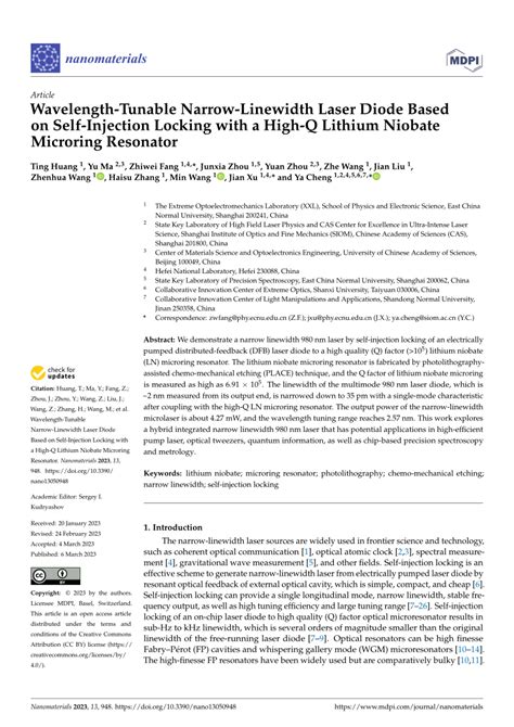 Pdf Wavelength Tunable Narrow Linewidth Laser Diode Based On Self Injection Locking With A
