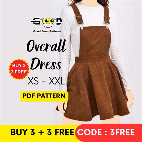 Super Cute Overall Dress Sewing Pattern Xs Xxl Dress Pattern Easy To