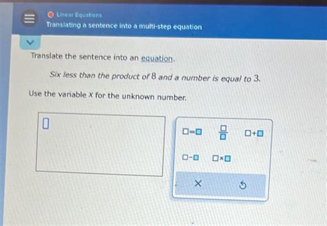 Solved A Linear Equations Translating A Sentence Into A Multi Step