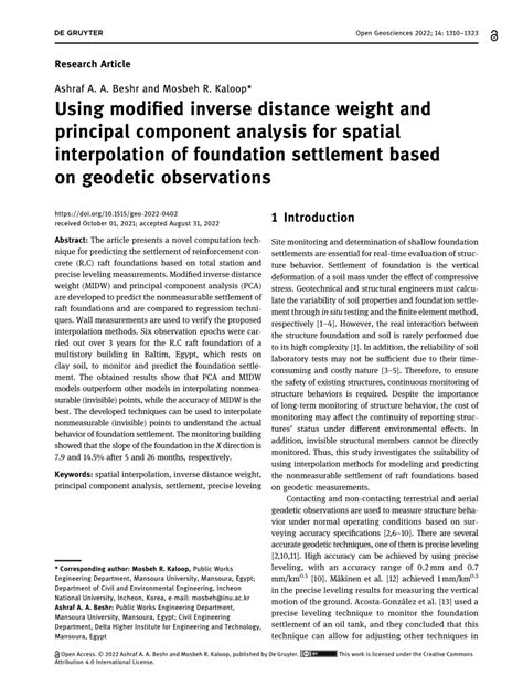 Pdf Using Modified Inverse Distance Weight And Principal Component Analysis For Spatial