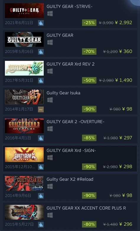 闇討ち太郎 On Twitter Steamオータムセール始まりました。 ギルティギアシリーズも対象で、ほとんどが最安値になってます