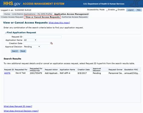 HHS AMS How To View Or Cancel An Access Request To An Application In AMS