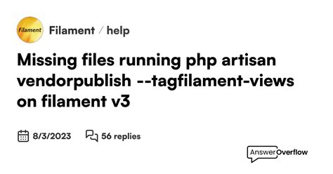 missing files running php artisan vendor publish tag filament views on filament v3 filament