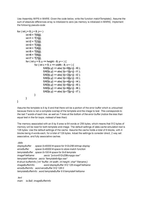Solved Use Assembly MIPS In MARS Given The Code Below Chegg