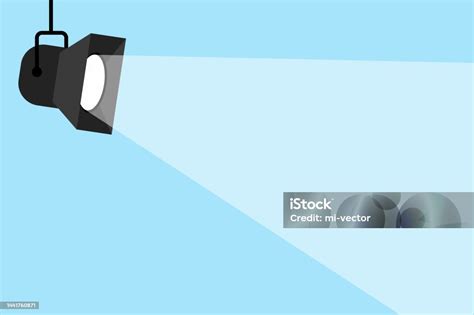배너 스포트라이트 배경 스포트라이트가 빛납니다 파란색 배경에 벡터 평면 스포트라이트 서치라이트 아이콘입니다 벡터 그림 0명에 대한 스톡 벡터 아트 및 기타 이미지 Istock