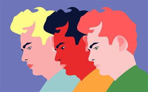 추상 남성 초상화 측면 보기의 집합입니다 벡터 일러스트 레이 션 프리미엄 벡터