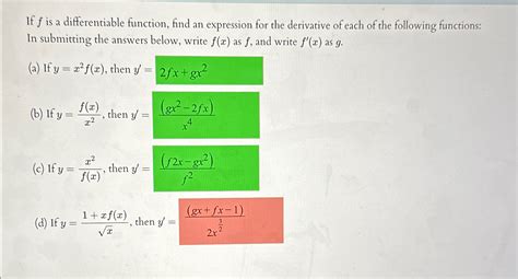 Solved If F ﻿is A Differentiable Function Find An