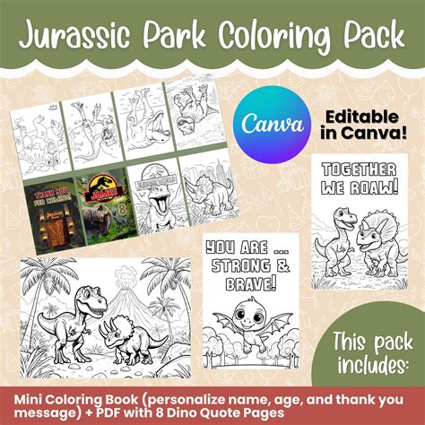 Jurassic Park Mini Coloring Book Jurassic Park Favors Jurassic Park