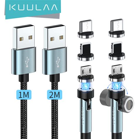 Kuulaa 3 In 1 Rotate Magnetic Charging Cable Nylon Durable Fast Magnet