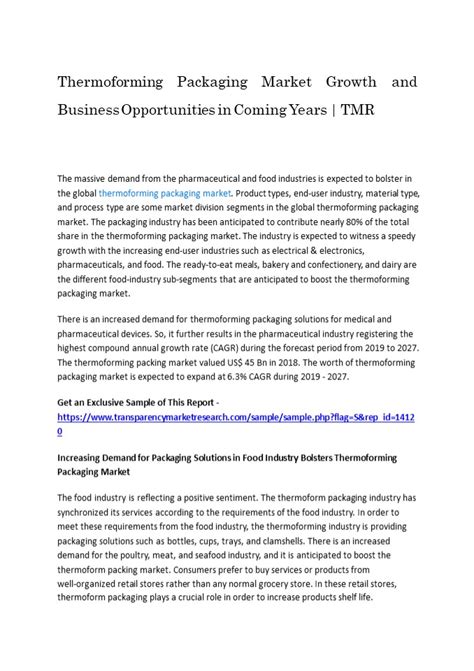 Thermoforming Packaging Market Insights Overview Analysis And Forecast 2027 Presentation