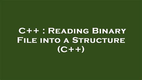 C Reading Binary File Into A Structure C Youtube