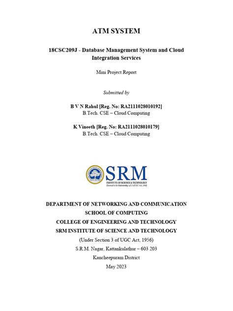 Dbms Mini Project Download Free Pdf Databases Automated Teller