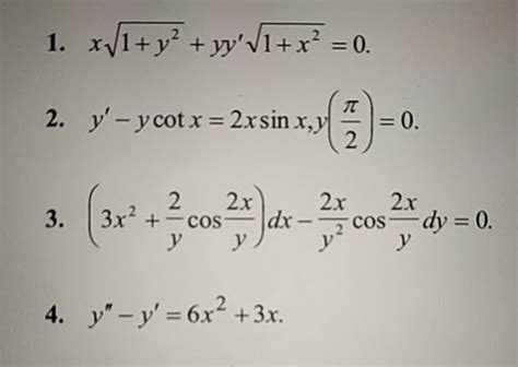 Solved 1 X11 Y2 Yyv1 X 0 2 Yycot X 2xsin X9