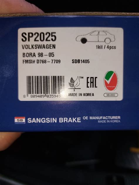SP2025 Колодки тормозные передние sp2… SANGSIN | Запчасти на DRIVE2