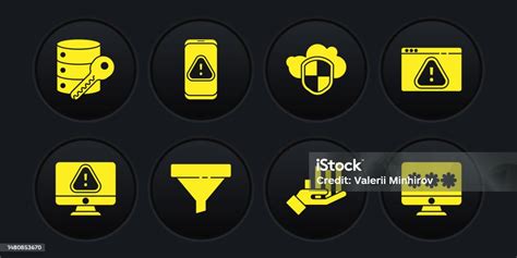 Set Monitor With Exclamation Mark Browser Sales Funnel Pie Chart