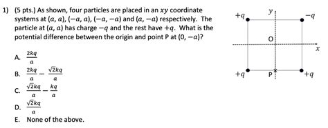 Solved 9 4 1 5 Pts As Shown Four Particles Are Placed Chegg Com