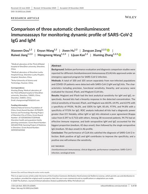 Pdf Comparison Of Three Automatic Chemiluminescent Immunoassays For Monitoring Dynamic Profile