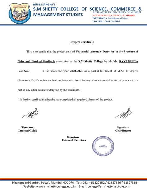 Fillable Online Sm Shetty College Third Merit List Out Courses Fees Fax Email Print