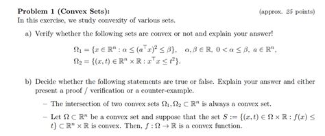 Solved Problem 1 Convex Sets Approx 25 Points In This