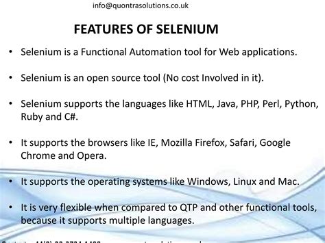 Selenium Overview Ppt By Quontra Solutions Pptx Browsers Computer
