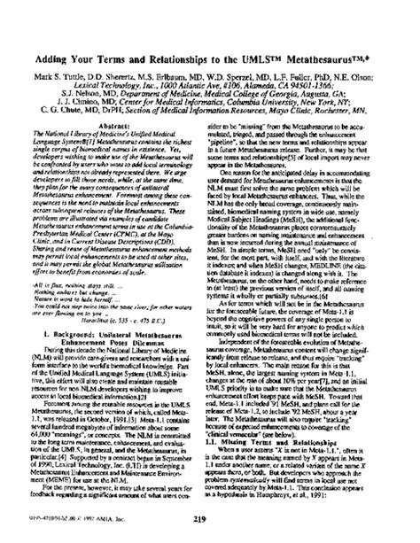 Pdf Adding Your Terms And Relationships To The Umls Metathesaurus