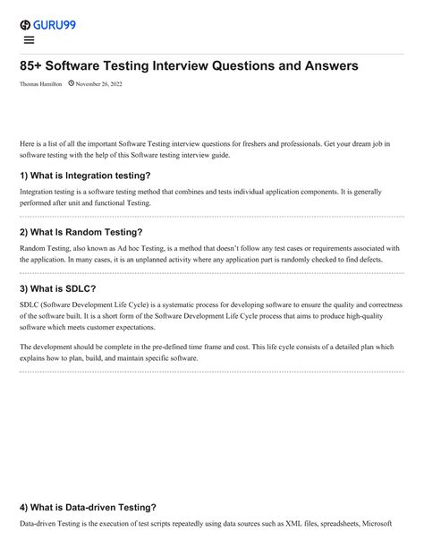 85 Software Testing Interview Questions And Answers Get Your Dream