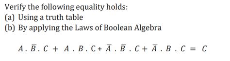 solved verify the following equality holds a using a