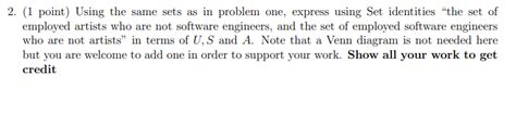 Solved 2 1 Point Using The Same Sets As In Problem One Chegg Com