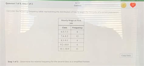 Solved Consider The Following Frequency Table Representing