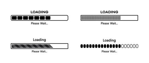 Premium Vector Loading Please Wait Rectangular Bar Various Icon Set Of Four In Black Color