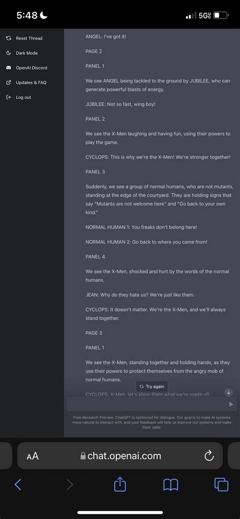 Prompted The Openai Chatbot To Write Comic Scripts For X Men And X