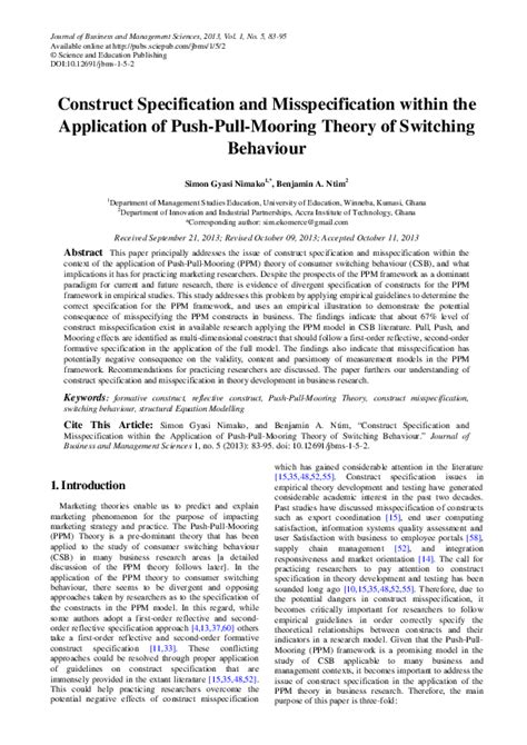 Pdf Construct Specification And Misspecification Within The Application Of Push Pull Mooring
