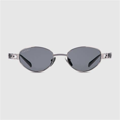 Oval Frame Sunglasses In Light Ruthenium Gucci® Ae