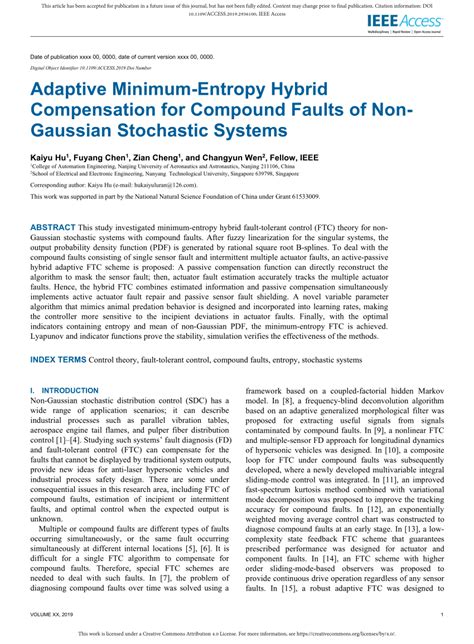 Pdf Adaptive Minimum Entropy Hybrid Compensation For Compound Faults Of Non Gaussian
