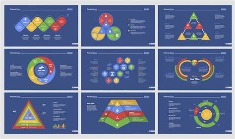 Nine Workflow Slide Templates Set Free Vector