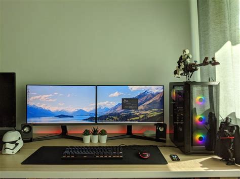 Diseño de espacio de trabajo con dos monitores