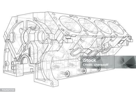 엔진 블록 스케치 3d의 벡터 렌더링 0명에 대한 스톡 벡터 아트 및 기타 이미지 0명 3차원 형태 개념 Istock