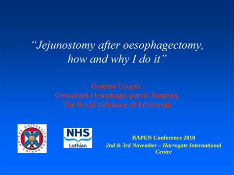 Pdf “jejunostomy After Oesophagectomy How And Why I Do It” · “jejunostomy After