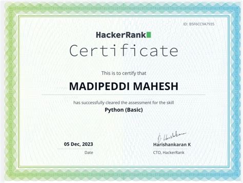 Mahesh Madipeddi On Linkedin Pythonprogramming Hackerrank Python3 Hackerrankcertified