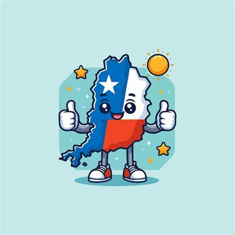 Cute Chile Map Cartoon Vector Icon Illustration Animal Holiday Icon