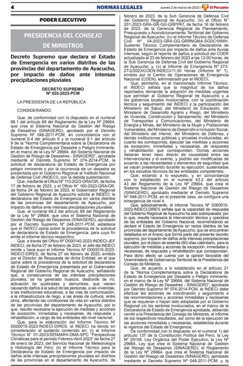 Declaran En Estado De Emergencia A 44 Distritos De Ayacucho Noticias