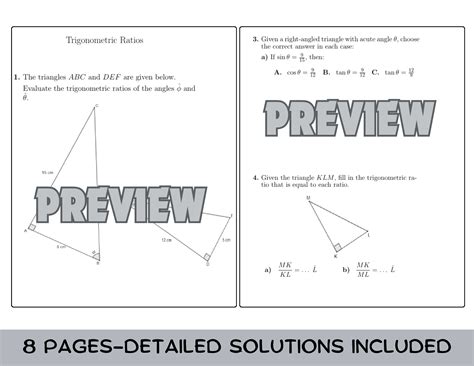 Trigonometric Ratios Worksheet Answer Key