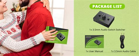 LiNKFOR Ports Audio Switch Mm Stereo Audio Selector Box With Mm Audio Cable Support In