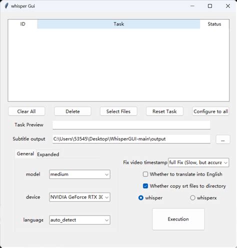 Github Cq535454518whisper Whisperx Gui 本工具是python Tkinter编写的一个简单的gui，任务批量管理器。通过gui选项生成cmd