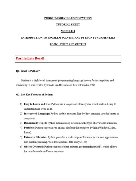Python Problem Solving Basics Pdf Python Programming Language