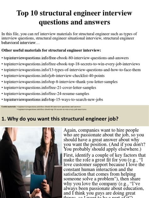 Top10 Structural Engineer Interview Questions And Answers Pdf Engineering Question