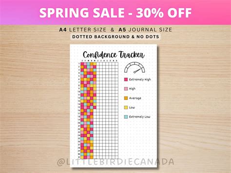 Confidence Tracker Printable Journal Page Planner Page Track