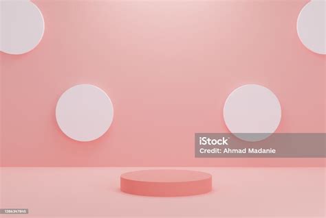 포디움 미니멀 한 제품 디스플레이 배경 3d 렌더링 일러스트 핑크 파스텔 배경 3d 핑크 0명에 대한 스톡 사진 및 기타 이미지 0명 3차원 형태 강단 Istock
